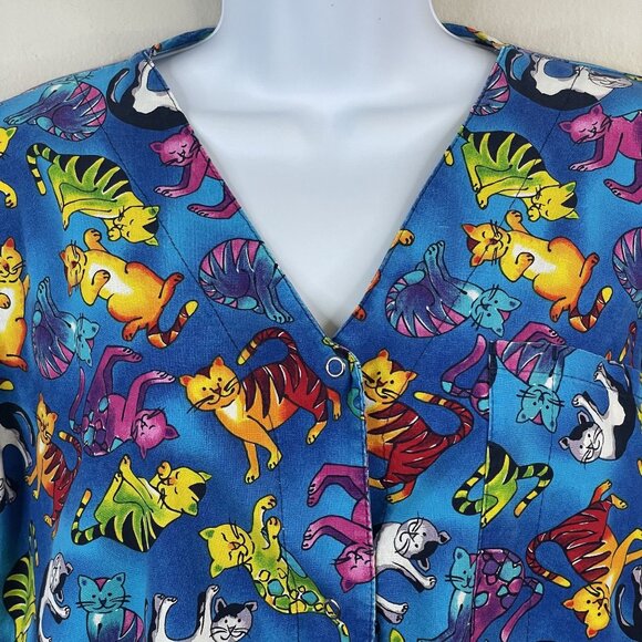 Scrub Factory | Tops | Vintage Cat Vet Tech Scrub Top Tunic Medium Art ...